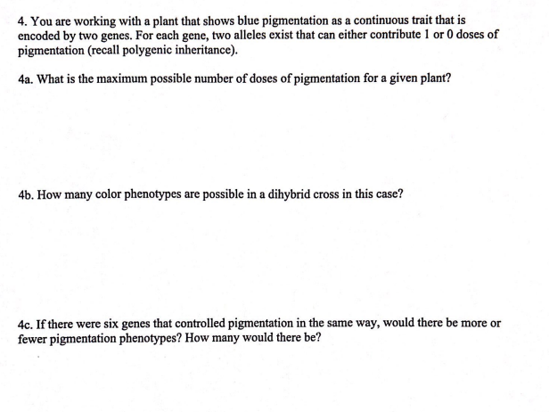 [Solved]: 4. You are working with a plant that shows blue