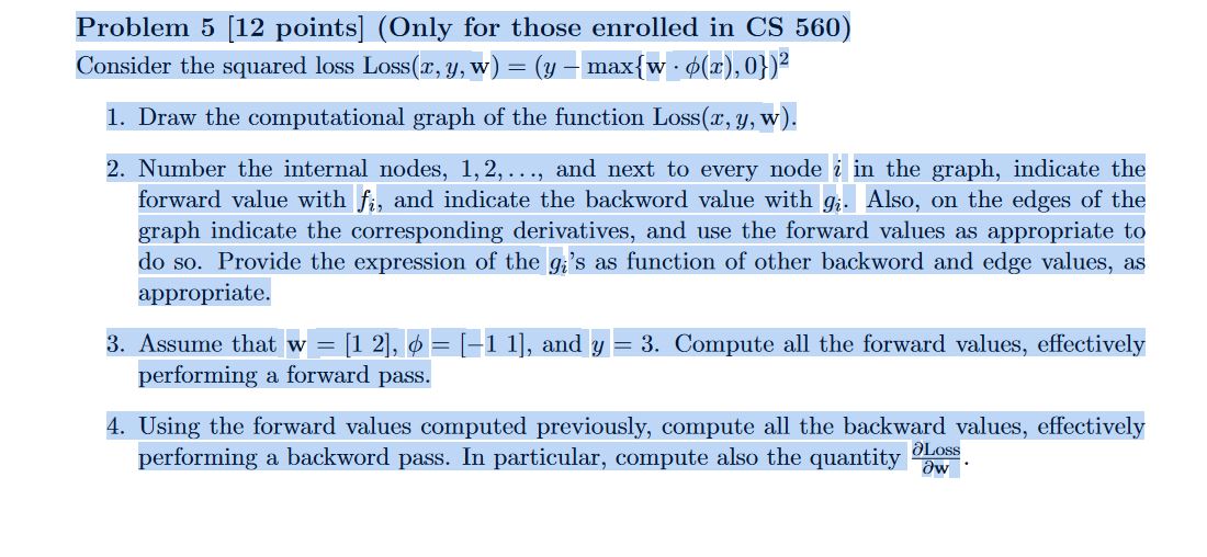 Solved Consider the squared loss | Chegg.com