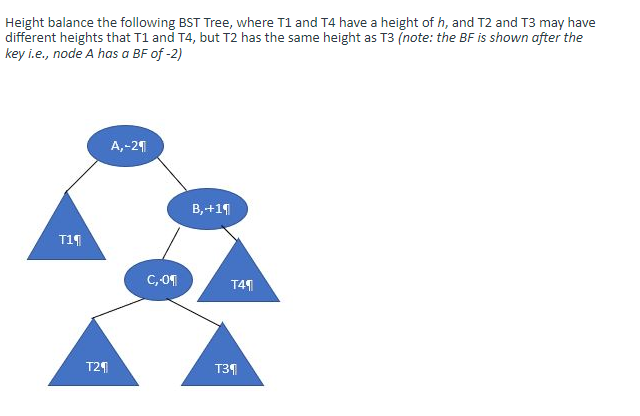 Solved Height balance the following BST Tree, where h is the | Chegg.com