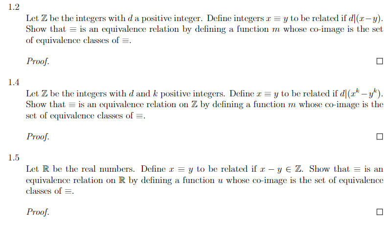 Solved 1.2 Let Z be the integers with d a positive integer. | Chegg.com