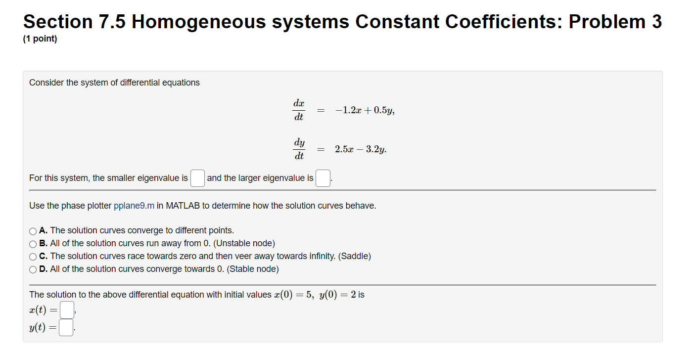 Solved Section 7.5 Homogeneous systems Constant | Chegg.com