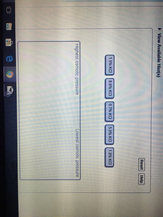 Solved View Available Hint(s) Reset Help 1.596 KCl | | 8.6% | Chegg.com