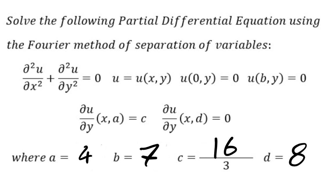 Solved Solve the following Partial Differential Equation | Chegg.com