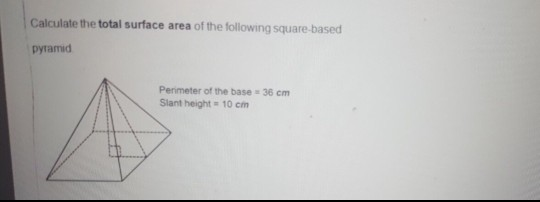 Solved Calculate the total surface area of the following | Chegg.com