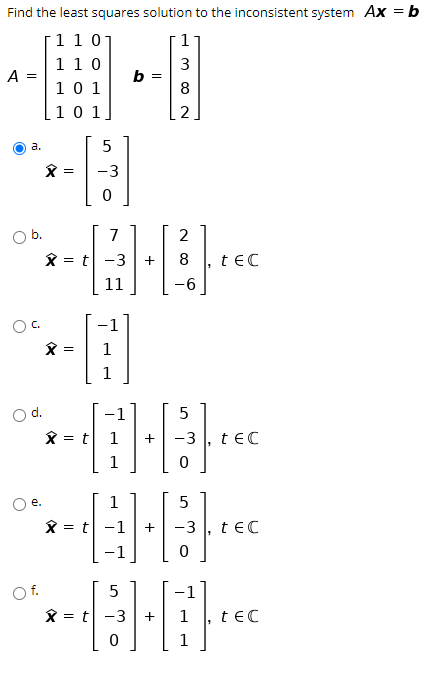 Solved Find the least squares solution to the inconsistent | Chegg.com