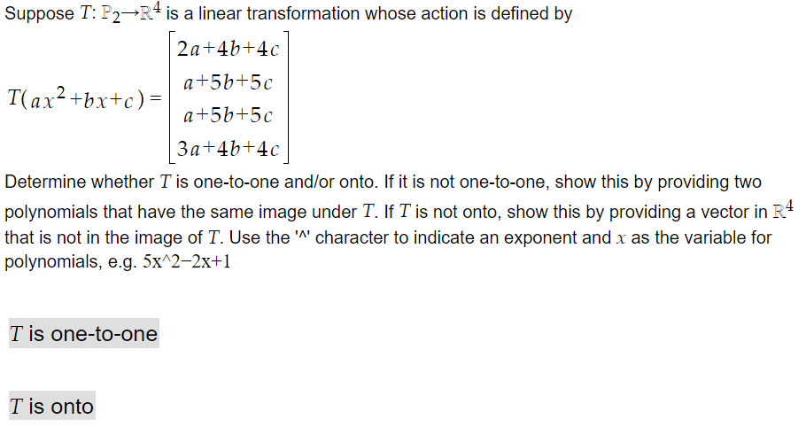 Solved Suppose T:P2→R4 is a linear transformation whose | Chegg.com