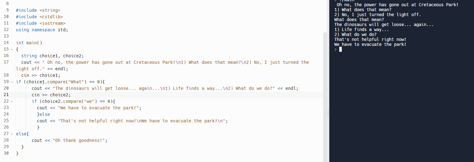Solved What does my code skip from the beginning to the end | Chegg.com