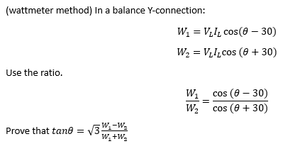 Solved (wattmeter method) In a balance Y-connection: | Chegg.com