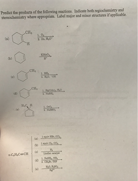 Solved Predict The Products Of The Following Reactions