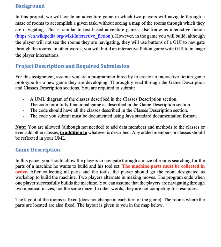 Solved Complete a text-based adventure game in java. I will | Chegg.com