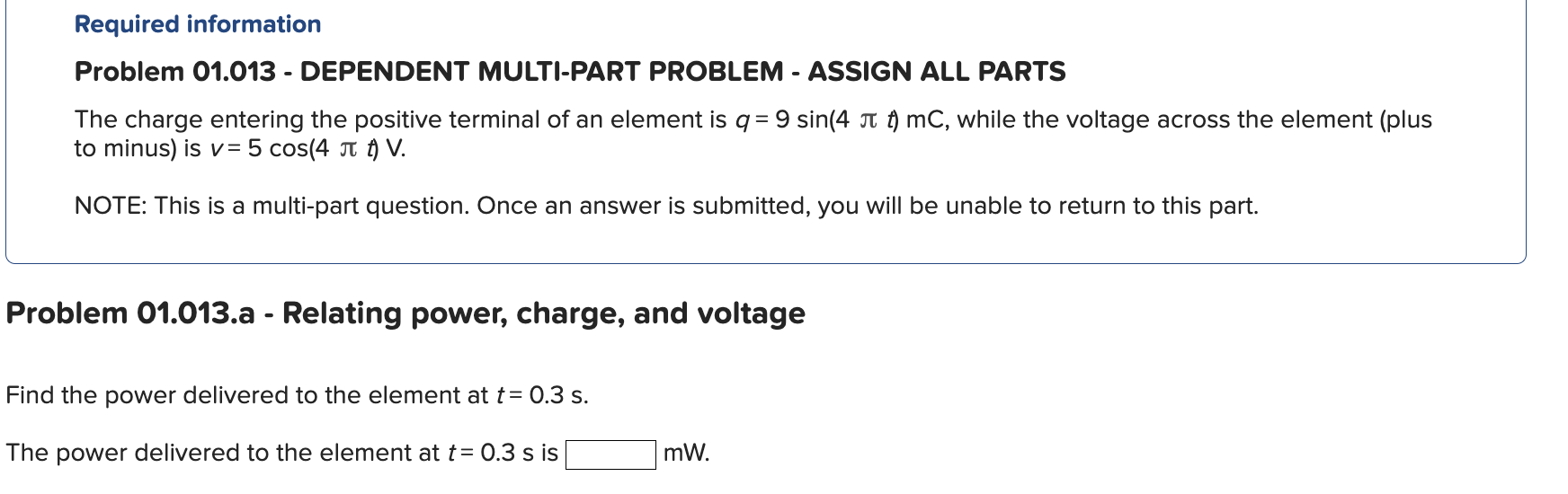 Solved Required information Problem 01.013 - DEPENDENT | Chegg.com