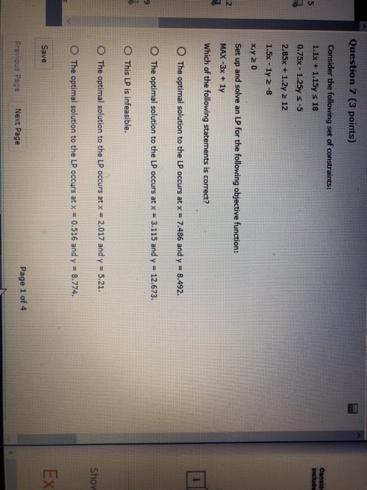 Solved Question 7 (3 points) Consider the following set of | Chegg.com