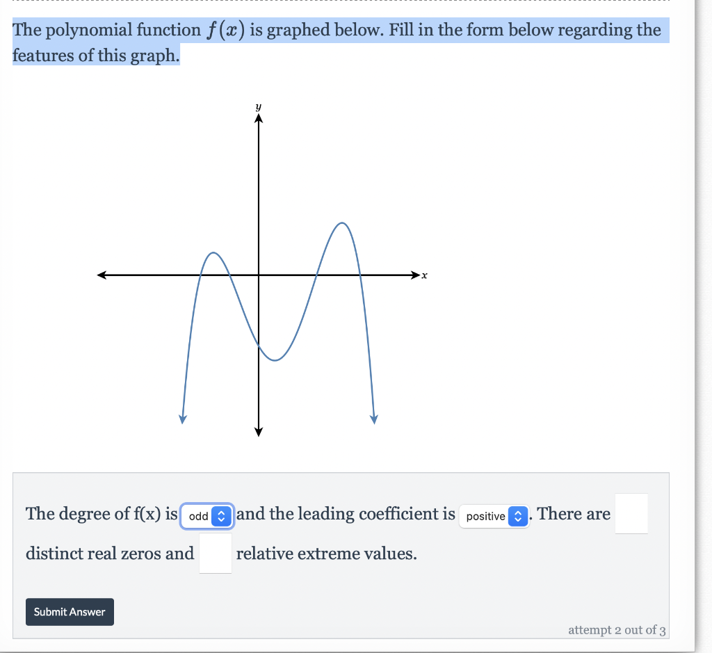 Solved The polynomial function f(x) is graphed below. Fill | Chegg.com