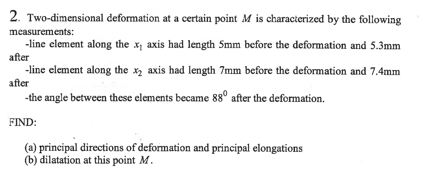 Solved a 2. Two-dimensional deformation at a certain point M | Chegg.com