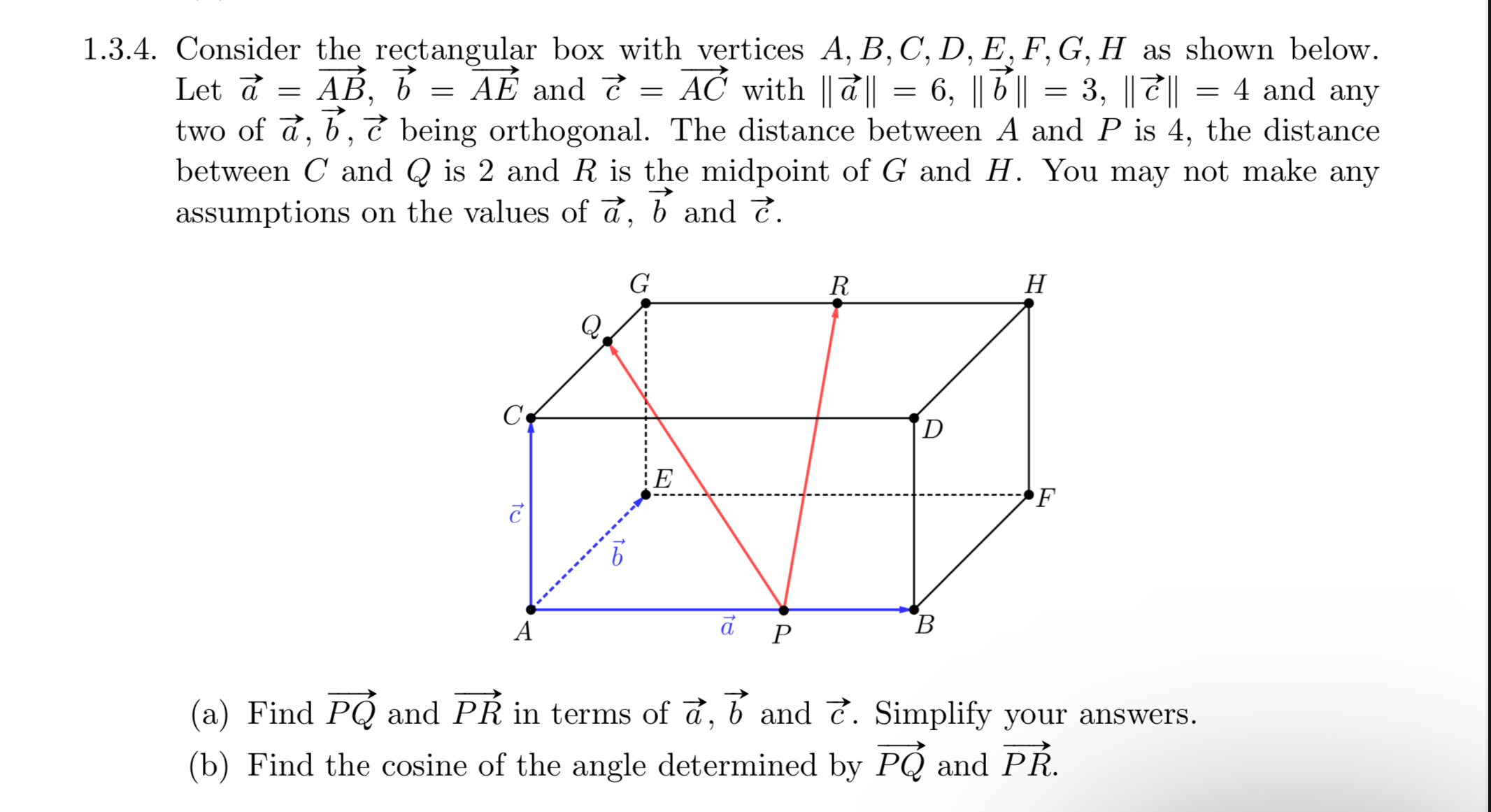 Solved 1.3.4. ﻿Consider the rectangular box with vertices | Chegg.com