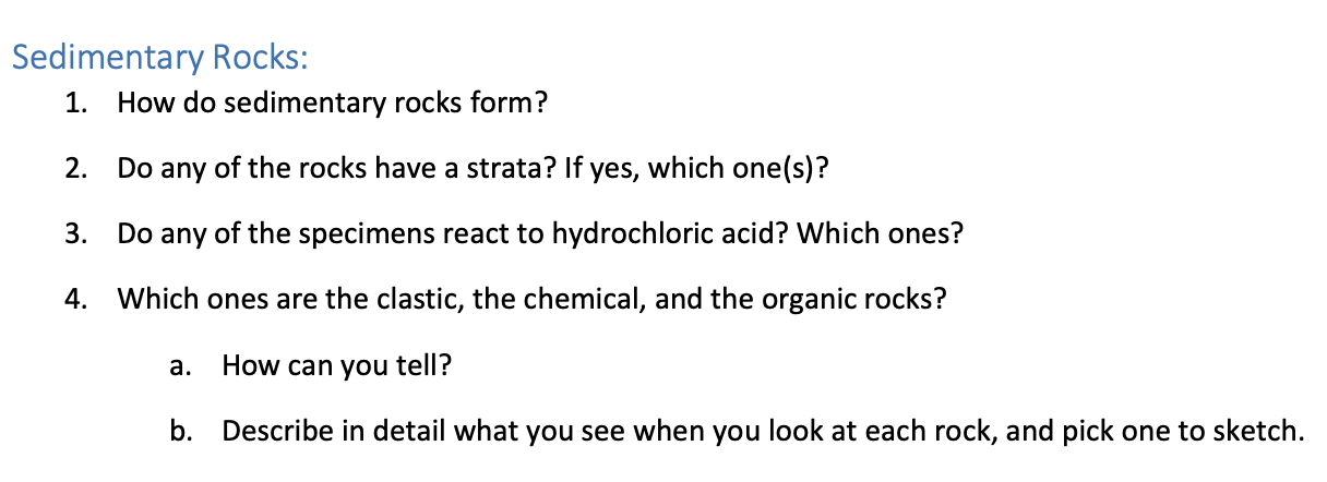 Solved edimentary Rocks: 1. How do sedimentary rocks form? | Chegg.com