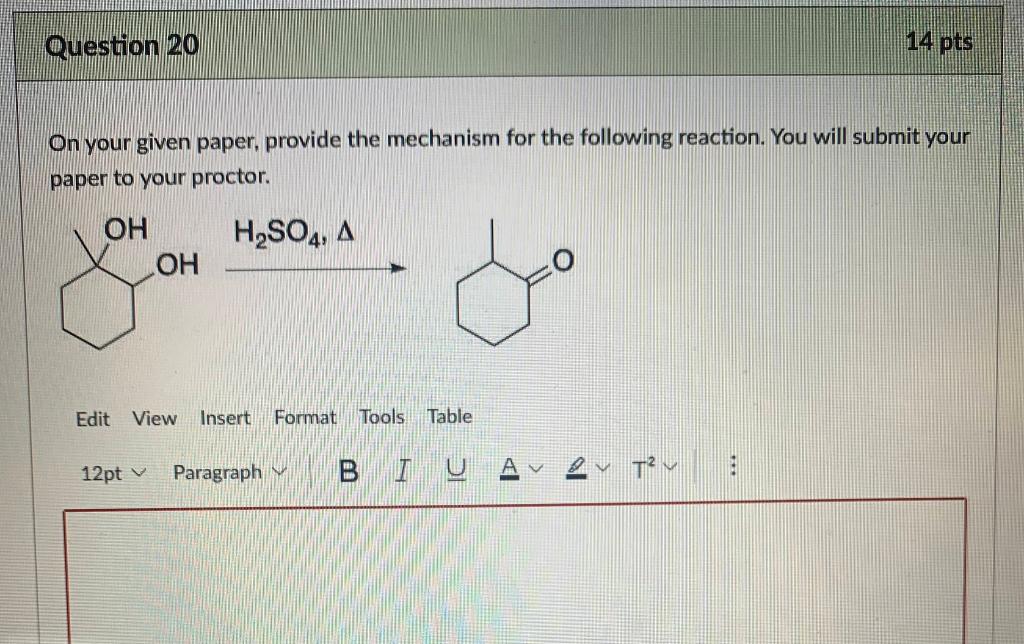 Solved On your given paper, provide the mechanism for the | Chegg.com