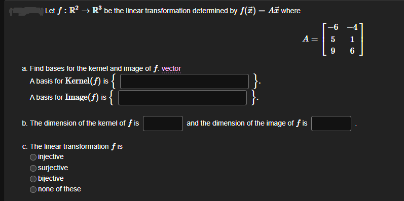 Solved Let f:R2→R3 be the linear transformation determined | Chegg.com