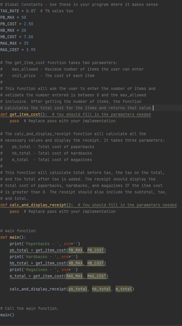Solved # Global Constants - Use these in your program where | Chegg.com