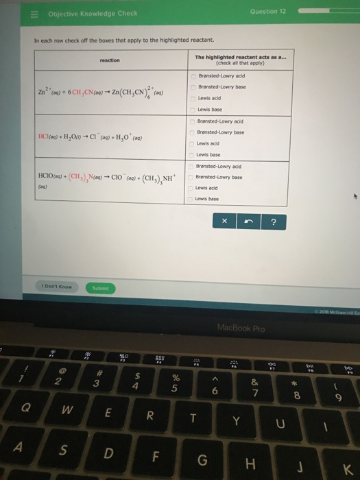 Solved Objective Knowledge Check Question 12 In each row | Chegg.com