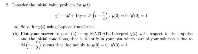 Solved 2. Consider the initial value problem for y(t) y" + | Chegg.com