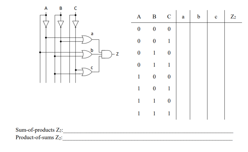 Solved For the following circuits, first complete the truth | Chegg.com