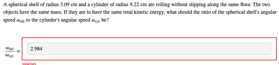 Solved A spherical shell of radius 3.09 cm and a cylinder of | Chegg.com