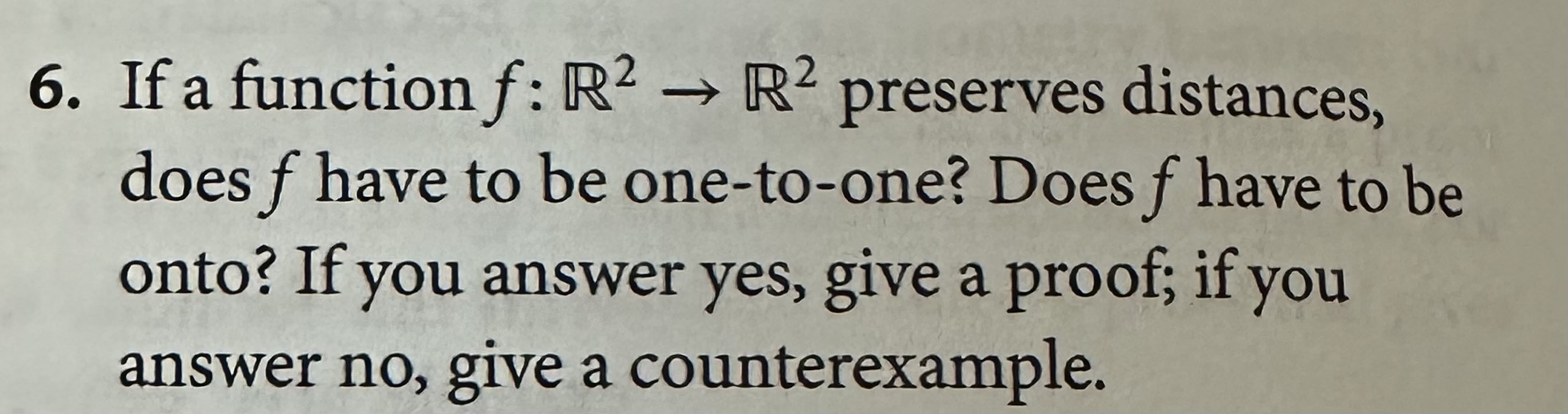 Solved If ﻿a function f:R2→R2 ﻿preserves distances,does f | Chegg.com