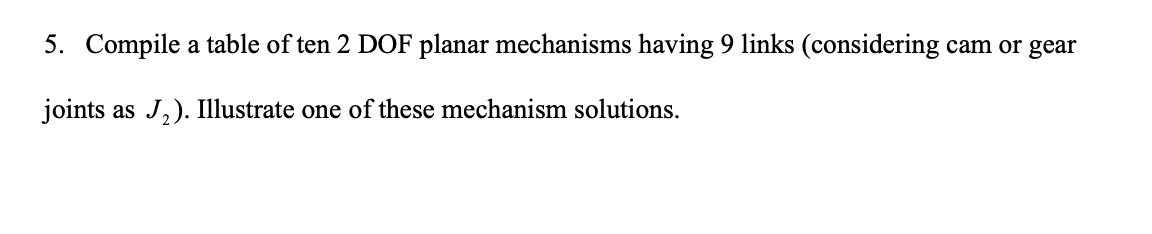 Solved 5. Compile a table of ten 2 DOF planar mechanisms | Chegg.com