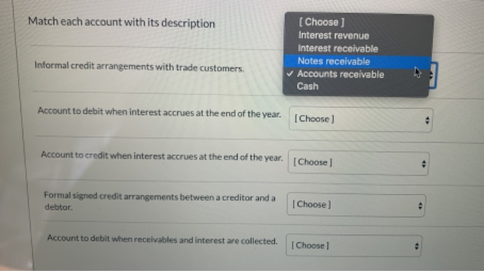 Solved match each account with its description(( I opened | Chegg.com