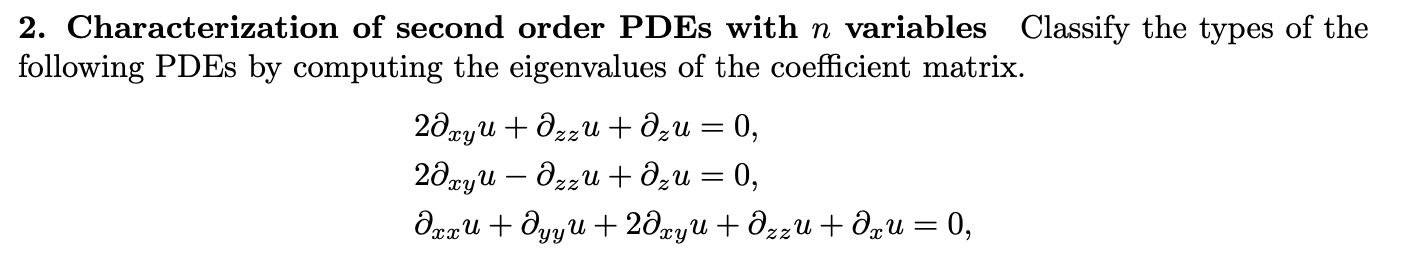 Characterization of second order PDEs with n | Chegg.com