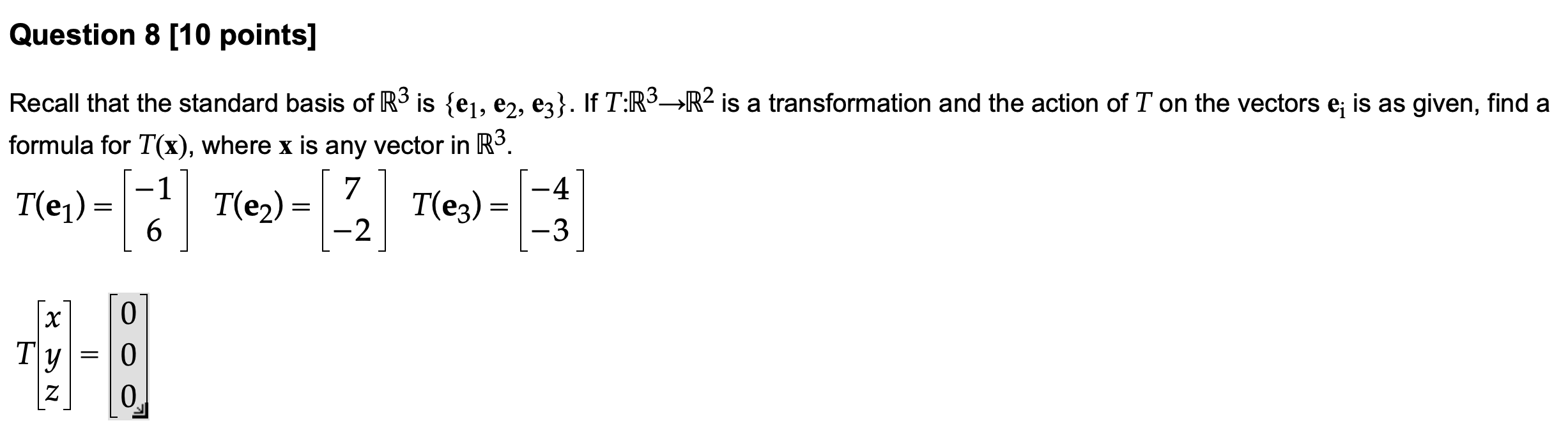 Solved Question 8 [10 points] Recall that the standard basis | Chegg.com