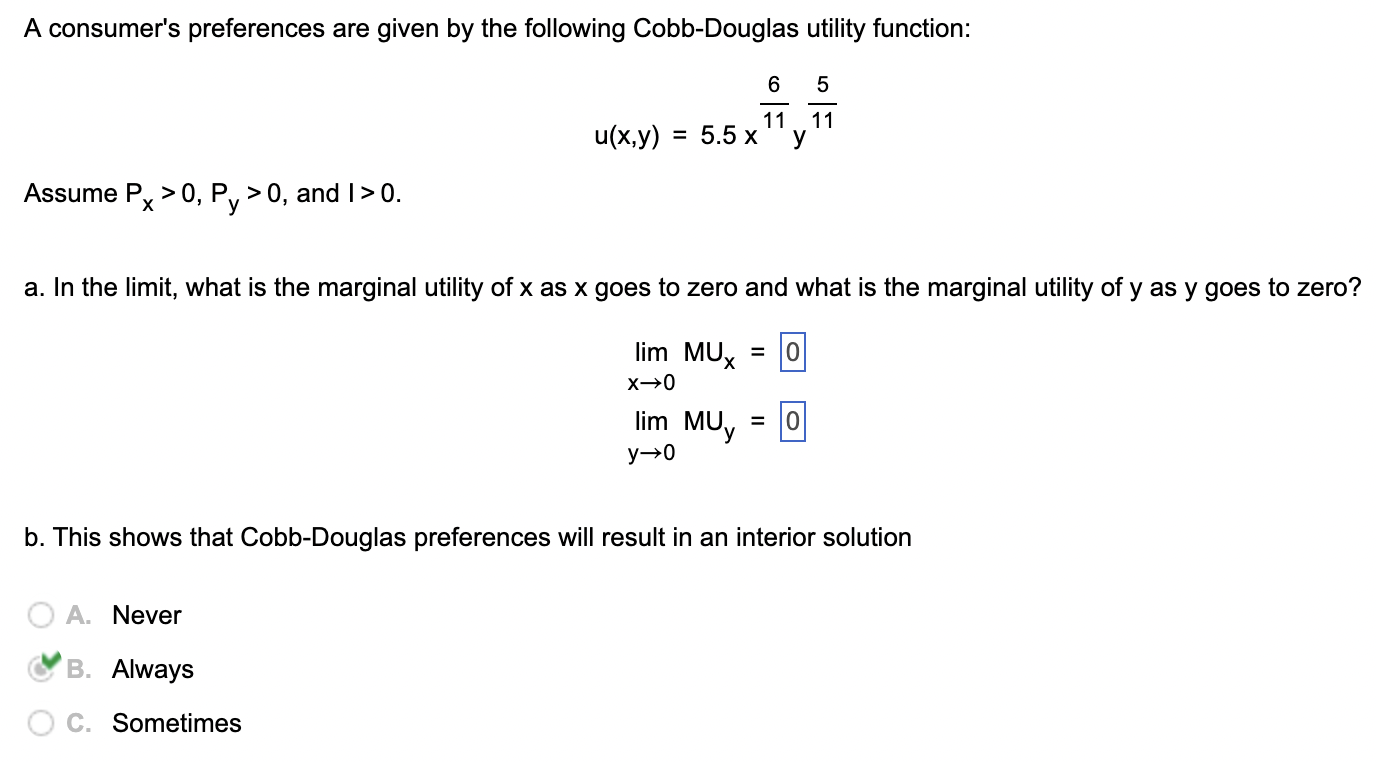 Solved A consumer's preferences are given by the following | Chegg.com