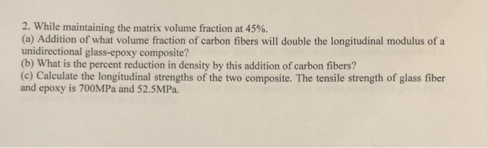 Solved 2. While maintaining the matrix volume fraction at | Chegg.com