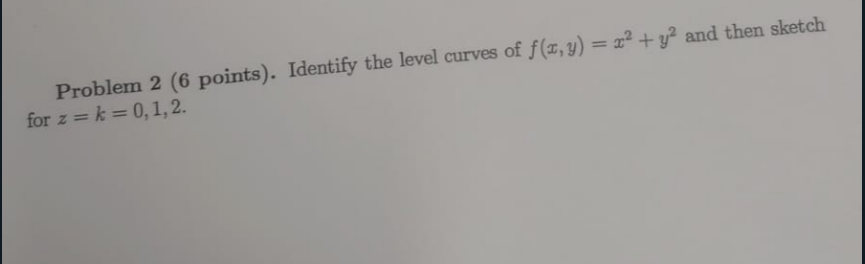 Solved Problem 2 (6 points). Identify the level curves of | Chegg.com