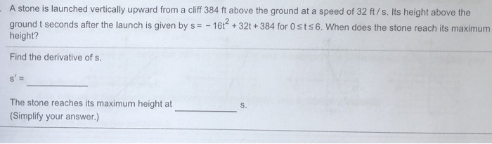 Solved A stone is launched vertically upward from a cliff | Chegg.com