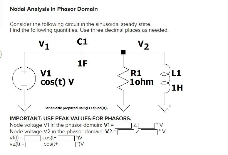 Solved Nodal Analysis in Phasor Domain Consider the | Chegg.com