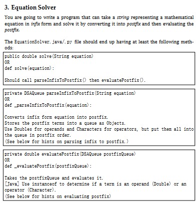 Solved \r\n\r\n3. Equation Solver You are going to write a | Chegg.com