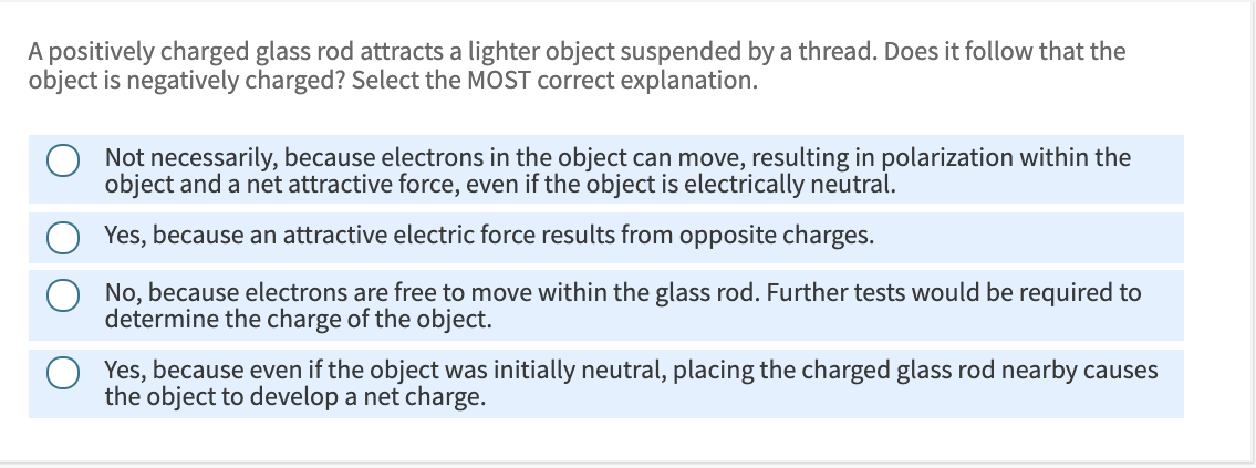 Solved A positively charged glass rod attracts a lighter | Chegg.com