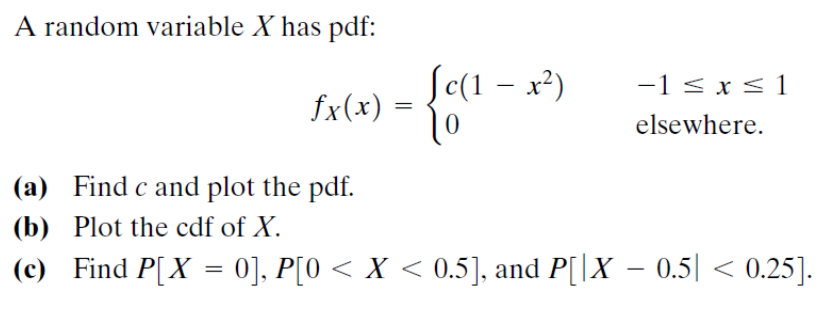 Solved A random variable X has pdf: fx(r)(1 -x2)- 0 | Chegg.com