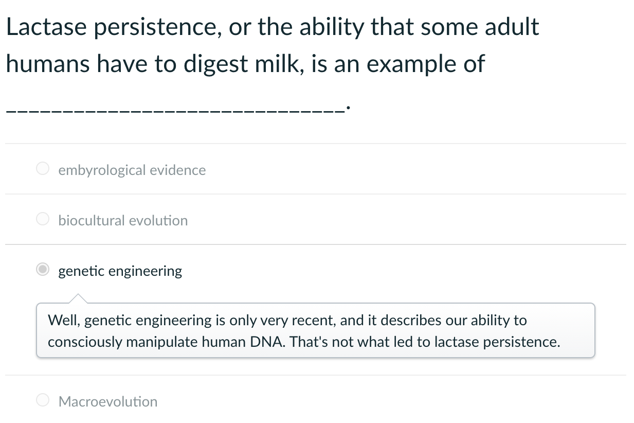 Solved Lactase persistence, or the ability that some adult | Chegg.com