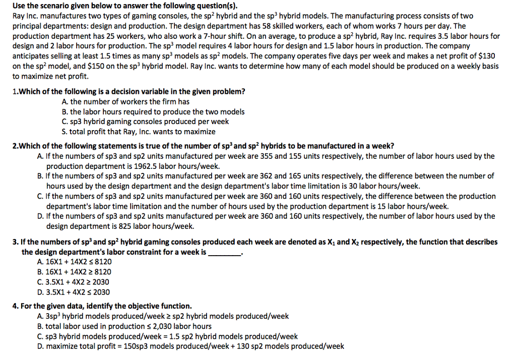 Solved Use the scenario given below to answer the following | Chegg.com