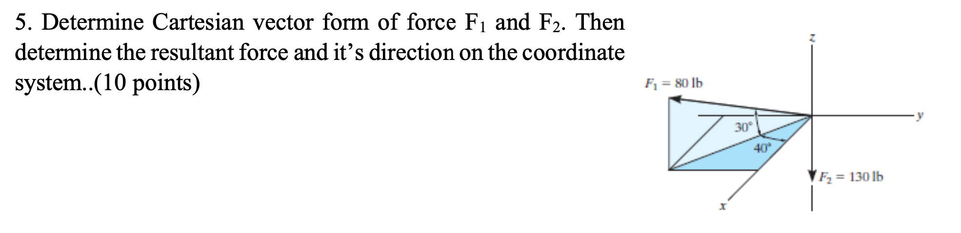 Solved 5. Determine Cartesian vector form of force Fi and | Chegg.com