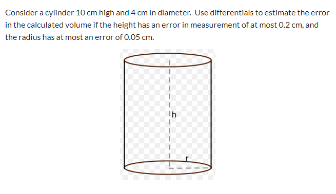 Solved Consider a cylinder 10 cm high and 4 cm in diameter. | Chegg.com