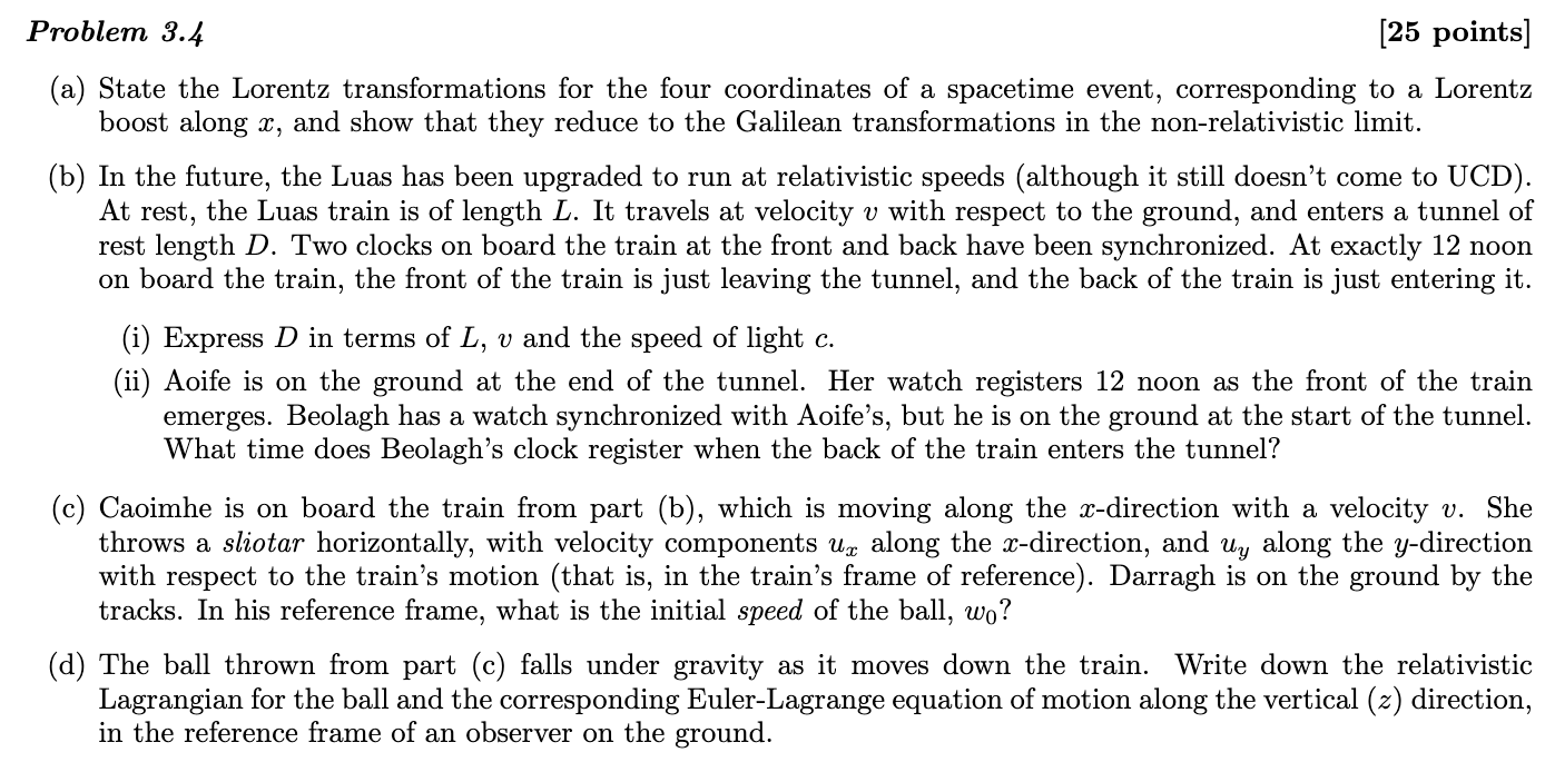 Solved Problem 3.4 [25 points] (a) State the Lorentz | Chegg.com