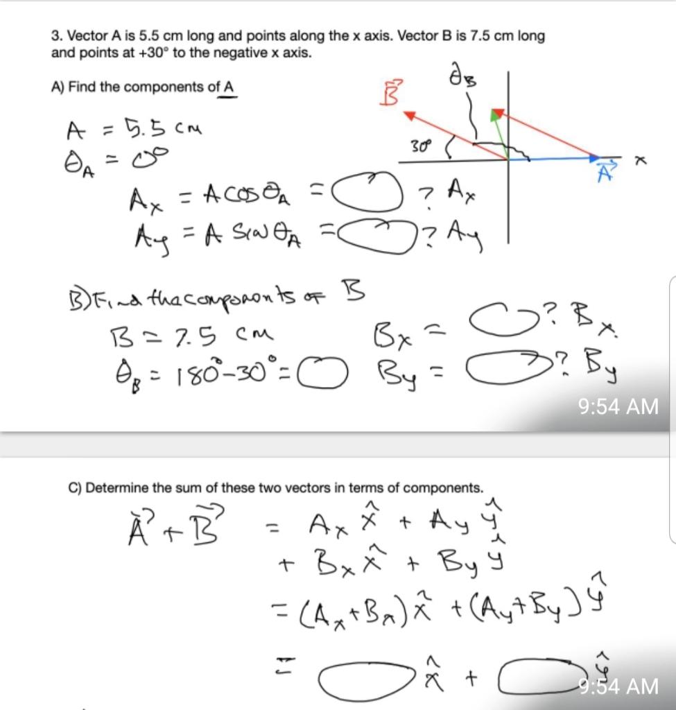 Solved (A) find the components of A (B)find the components | Chegg.com