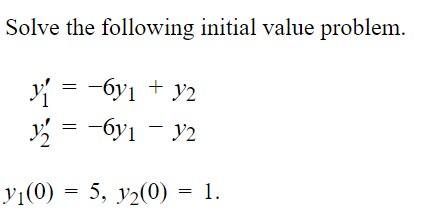 Solved Solve the following initial value problem. y = -6yı + | Chegg.com