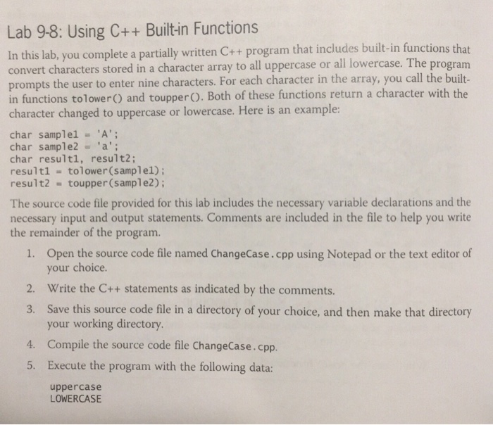 Solved 9:24 PM T-Mobile LTE 67% OO Back ChangeCase.cpp | Chegg.com