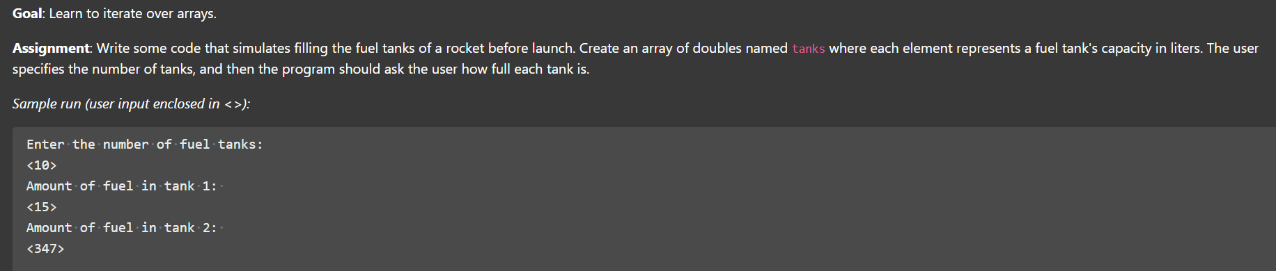 Solved Goal: Learn to iterate over arrays.Assignment: Write | Chegg.com
