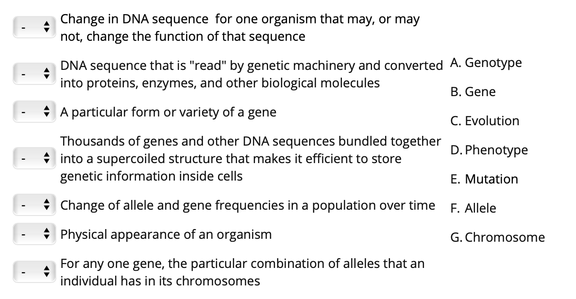 Solved Change in DNA sequence for one organism that may, or | Chegg.com